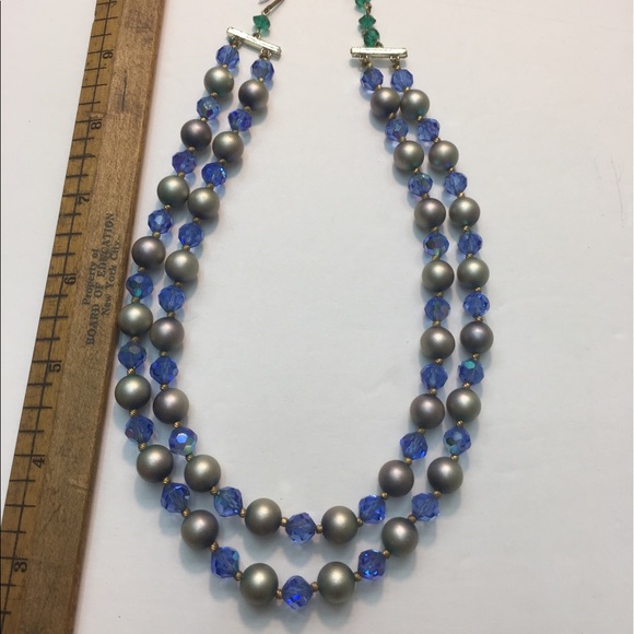 Vintage | Jewelry | Vintage Pearl Beads Crystal Double Strand Necklace | Poshmark
